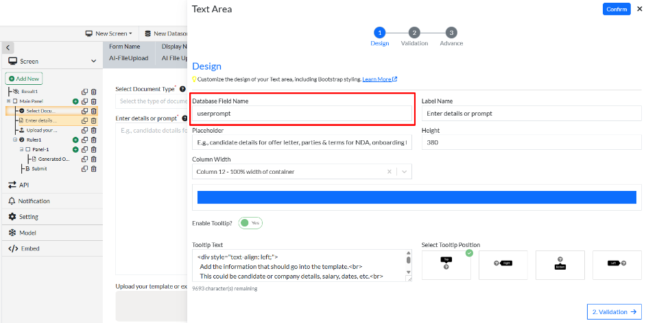 AI File Upload Configuration - No-Code Software Platform | Applications | NCAMEO