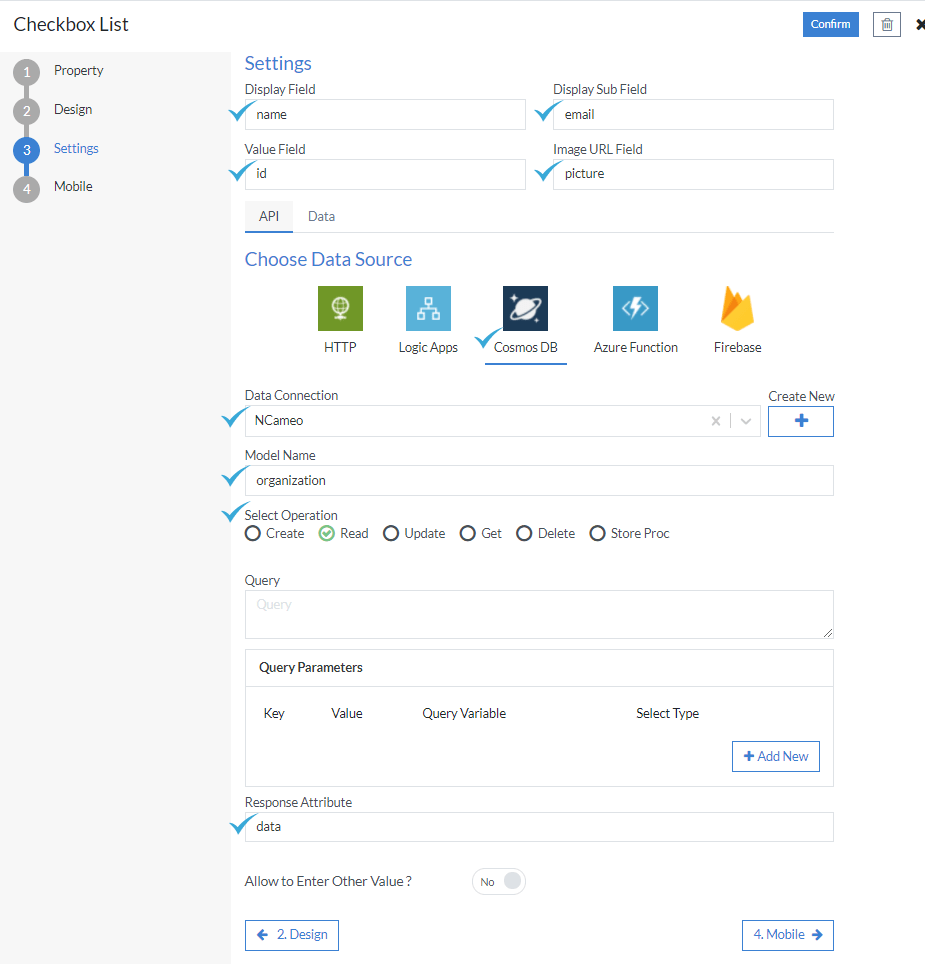 Checkbox List - No-Code Software Platform | Applications | NCAMEO