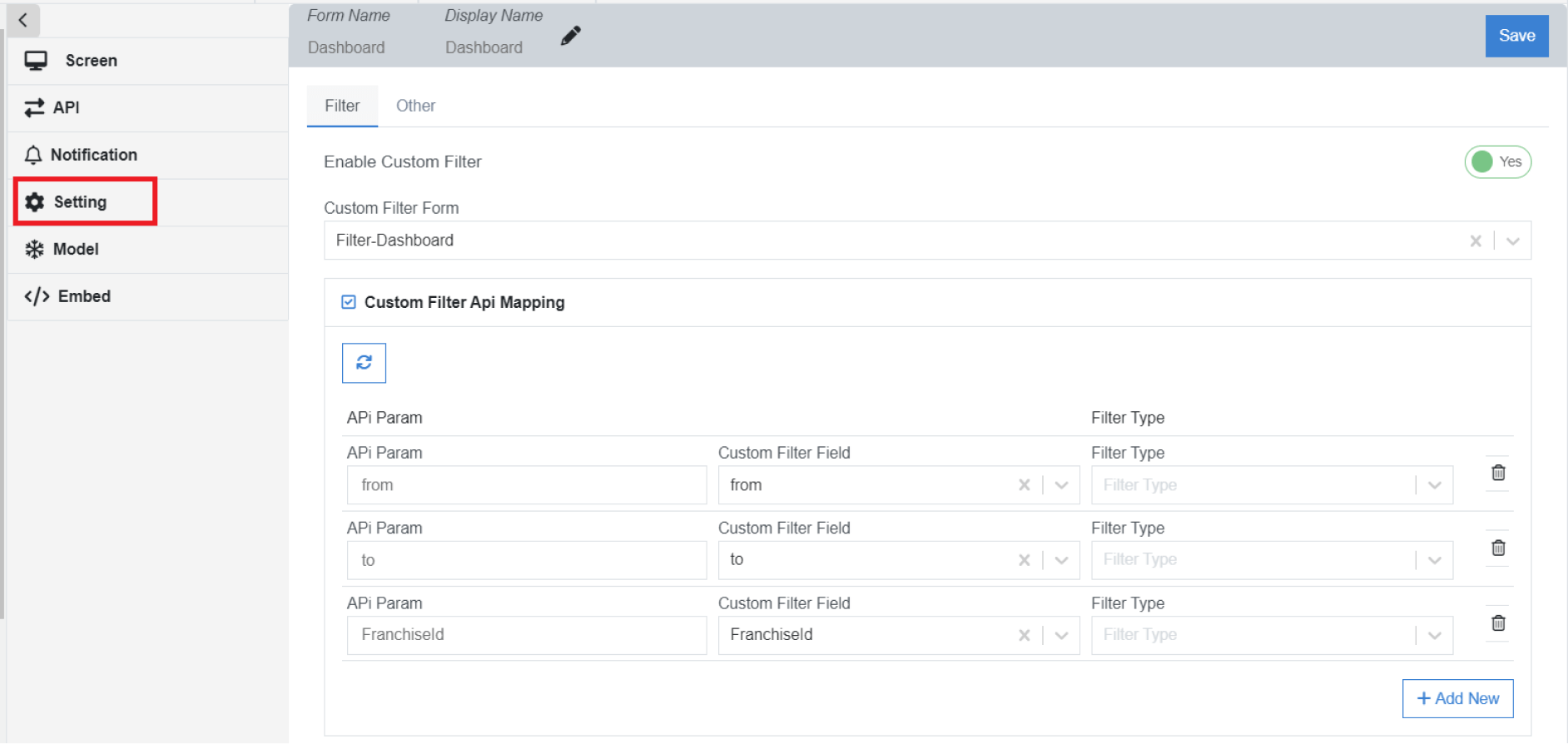 Filter Dashboard - No-Code Software Platform | Applications | NCAMEO