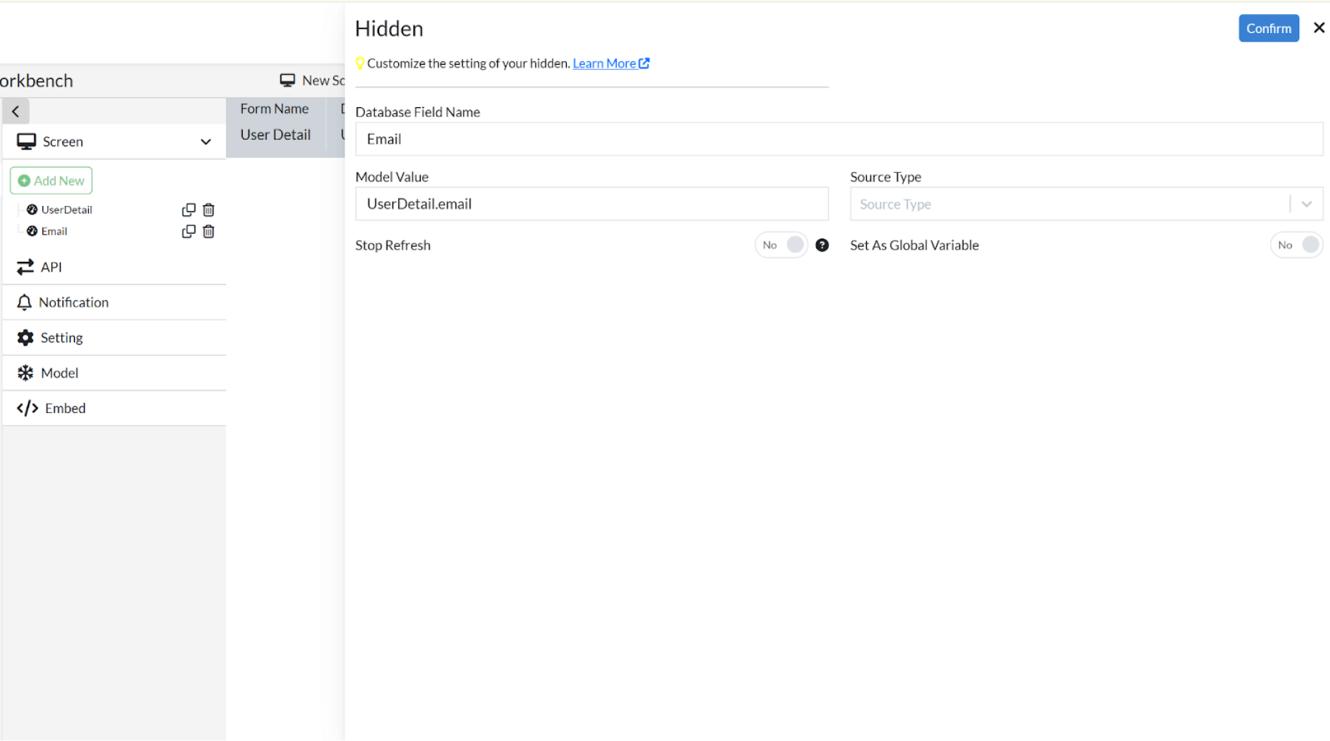 Get User Details Through Hidden Field - No-Code Software Platform | Applications | NCAMEO