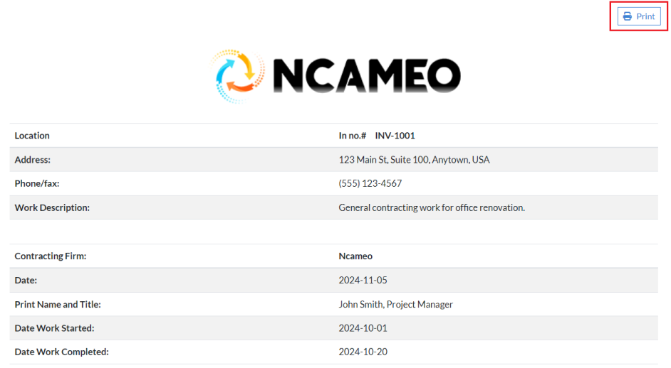 Print - No-Code Software Platform | Applications | NCAMEO