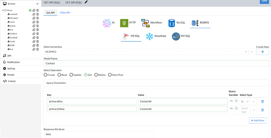 Get Api SQL - No-Code Software Platform | Applications | NCAMEO